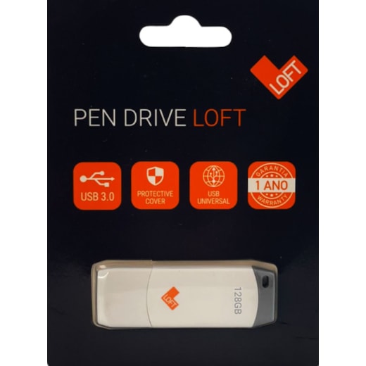Pen Drive Loft USB 3.0 Flash Drive 128GB branco - Loft Design